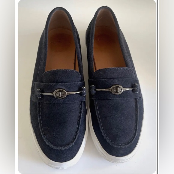 Coach | Shoes | Coach Corey Blue Suede Loafers Shoes Slip On Horsebit ...